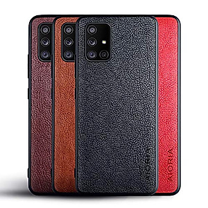 AIORIA for Samsung Galaxy A71 5G Case (Not Fit A71 4G), 6.7 inch Premium PU Leather Cover Retro Business Design Full Protective case for Samsung a71 5g (Black)