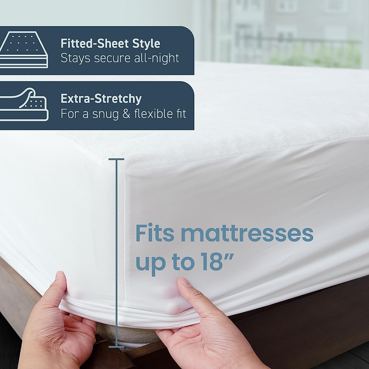SafeRest Mattress Protector – Queen - College Dorm Room, New Home, First Apartment Essentials - Cotton, Waterproof Mattress Cover Protector and Encasement