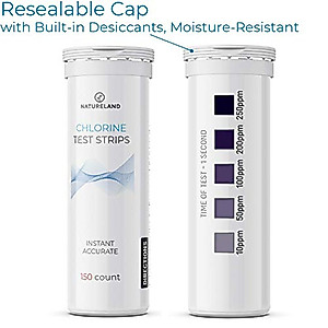 [150 Strips] Restaurant Chlorine Test Paper, 10-250 ppm (Value Pack) Instant Result in 1 Second (150)