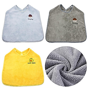 HISHELL Waterproof Drool Bibs for Toddlers 1-6 years old, Baby Feeding Bibs Unisex with PEVA Back, Soft and Absorbent Adjustable Burp Cloths Bibs for Girl Boy