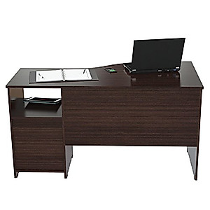 Inval America Curved Top Desk, Espresso-Wenge/Silver