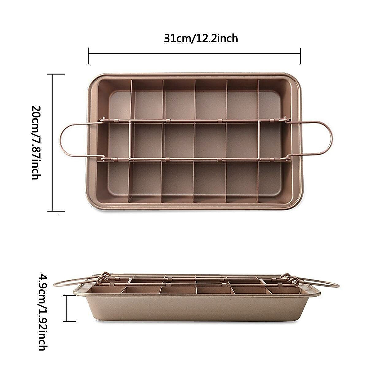 Kofebe Brownie Pan, Non-Stick Brownie Baking Pan with Dividers, Brownie Cutter,Brownie Tray,18 Pre-slice Brownie Baking Tray 12 X 8 X 2‘’