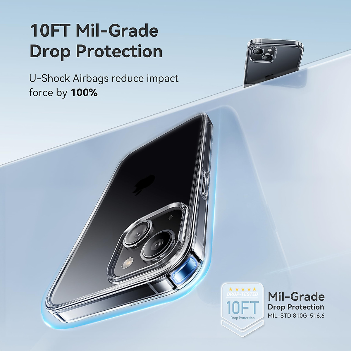 CASEKOO for iPhone 15 Case Crystal Clear, [Never Yellow Technology] [10FT Mil-Grade Protection] Transparent Slim Cover Women Men 15 Phone Case 6.1 Inch 2023, Clear