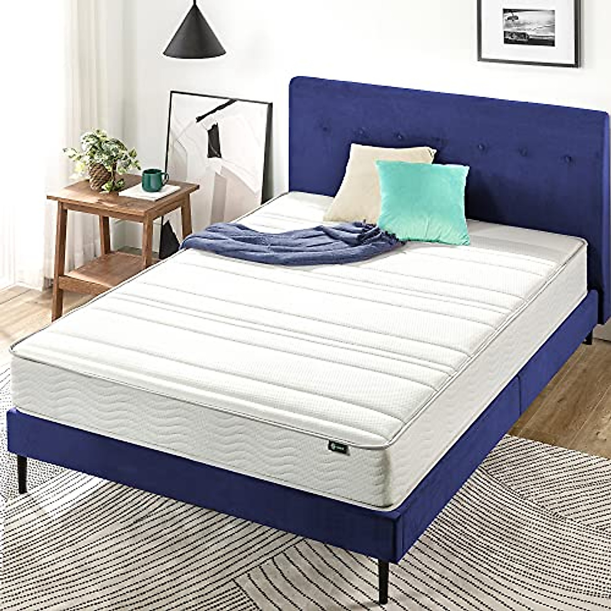 ZINUS 8 Inch Foam and Spring Mattress, Queen, CertiPUR-US Certified Foams, Mattress in A Box, White