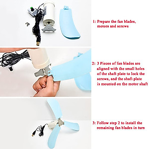 WXMLLZLD 6/10w Polycrystalline Solar Ceiling Fan with 3m Cable USB Outdoor Small Ceiling Fan 10 Years Lifespan 5w, Wind Speed 450 R/min