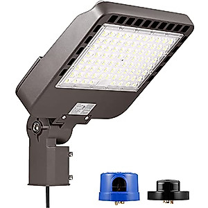 WHLED 200W Outdoor LED Parking Lot Light with Slip Fitter, 5000K Daylight 28000LM 750W HPSHID Equiv,[Dusk to Dawn Photocell&Shorting Cap Included] ETL Commercial Lighting Fixture Bronze