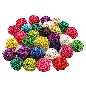 LIUSM 20 Pcs Colorful Handmade Wicker Rattan Balls Decorative, Pet Bird Chew Toy Party Wedding Table Decoration Decorative Crafts Hanging DIY Accessories