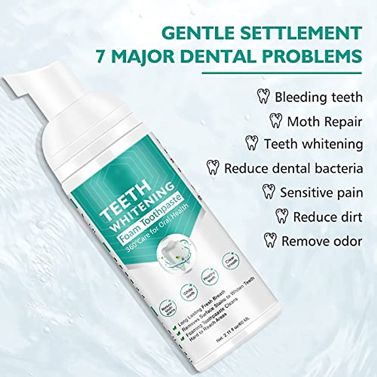 2Pcs Toothpaste Cleansing Foam, 60ml Baking Soda Toothpaste, Intensive Stain Removal Toothpaste, Travel Friendly, Easy to Use, Oral Care-Toothpaste Replacement, Ultra-fine Mousse Foam