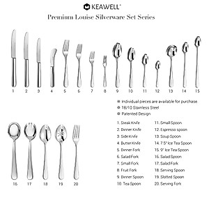 KEAWELL Premium 6-Piece 5.7" Louise Fruit Forks, 18/10 Stainless Steel, Dishwasher Safe