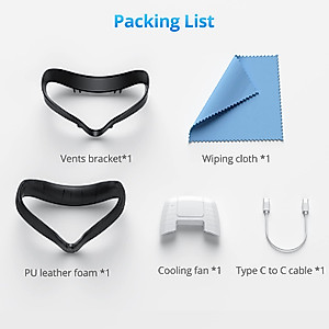 Younik VR Cooling Fan for Meta Quest 2, VR Heat Reducing Fan Cooler with PU Face Foam, Quest 2 Accessories, 2 Speed Anti-Fogging Air Circulation Cooler Fan