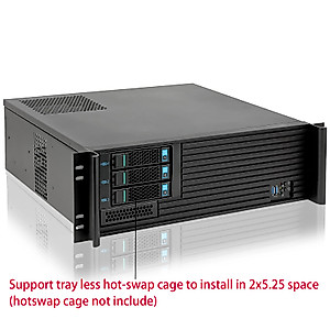 RackChoice 3u Short Depth rackmount Server Chassis Micro ATX/Mini-itx 2x5.25+5x3.5 Bays Support Standard ATX PSU with Either top or Side Cooling