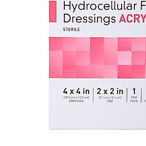 McKesson Hydrocellular Foam Dressings, Sterile, Acrylic Adhesive with Border, 4 in x 4 in, 10 Count, 1 Pack