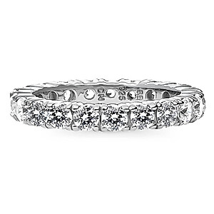 BERRICLE Sterling Silver Wedding Rings Cubic Zirconia CZ Anniversary Eternity Ring for Women, Rhodium Plated Size 4