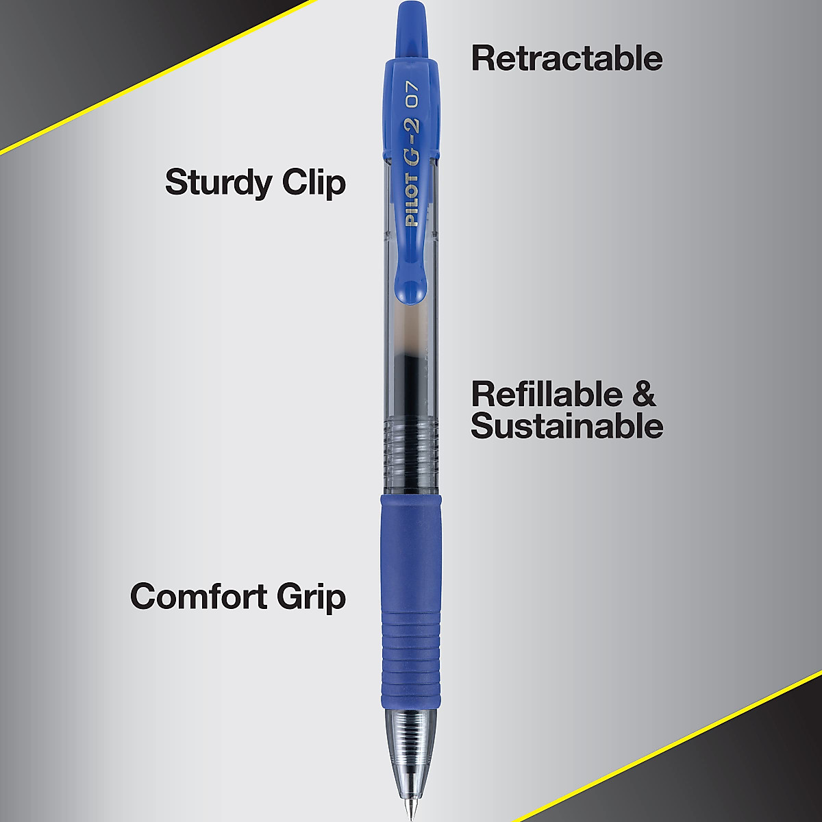 PILOT G2 Premium Refillable & Retractable Rolling Ball Gel Pens, Fine Point, Blue Ink, 12 Count (31021)