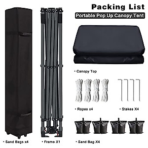 HLong Pop Up Canopy Tent Outdoor Portable Easy Canopy Tent (10x10, Black)