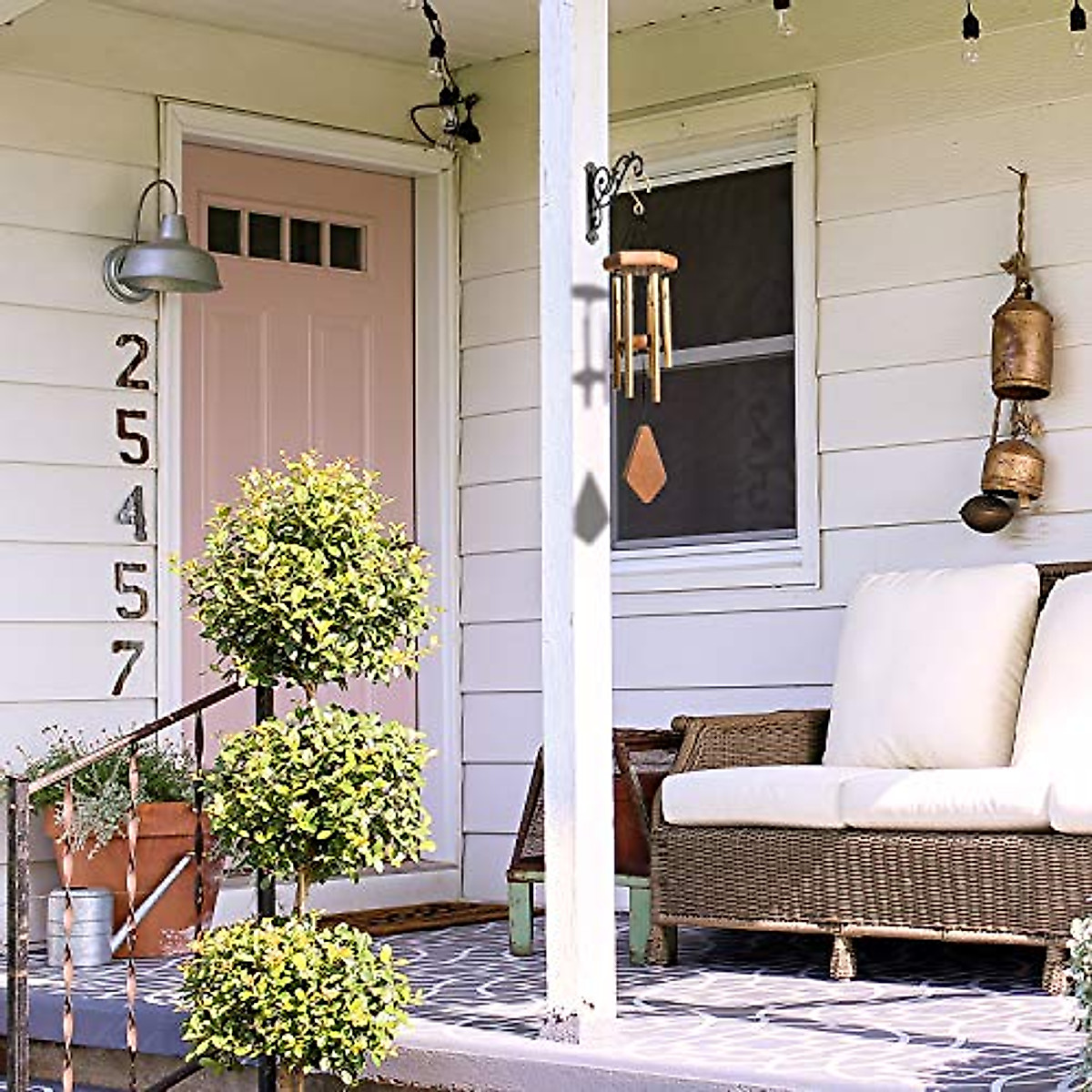 HongKim 2 Pieces 6-Inch Outdoor Indoor Small Decorative Iron Wall Hooks for Hanging Lanterns Solar Lights Bug Zappers Hummingbird Feeders Wind Chimes Hangers, Black