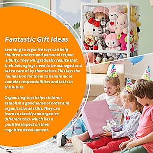 JAWNLITY Large Stuffed Animals Storage Zoo Cage, Creative PVC Stuffed Animal Zoo Holder, Space Saving Plush Toys Storage Organizer for Kids Room Playroom White