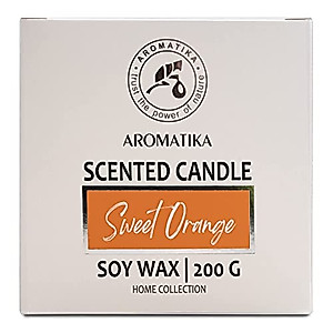 Scented Candle Sweet Orange - Essential Oil Aromatherapy Candle - Soywax Candle - Up to 45 Hours Burn Time - Glass Candle Gift - Luxury and Sensual Soy Wax Candle - Home Scented Candles