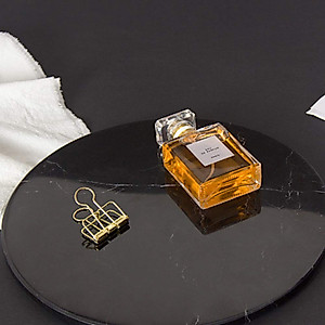 StonePlus Natural Round Marble Tray Glossy Pastry Board for Dessert, Cheese, Coffee, Appetizers (Black Marquina)