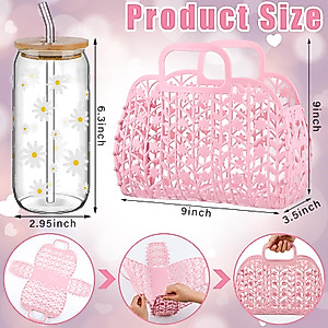 Dingion 26 Pcs Flower Girl Gifts Set with Jelly Bag Purse Straw Cup Sunglasses Hairpins Hair Ring Headpiece Accessory Flower Girl Proposal Gift Set for Wedding Bridal Engagement Party (Daisy Style)