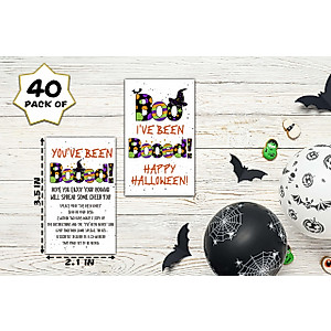 KFNER Halloween Party Game for Adults, You've Been Booed Halloween Game Card Sets, I've Been Booed Sign, Halloween Party Supplies & Family Activity, Set of 40 Game Cards -09