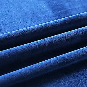 WdFour Super Soft Luxury Velvet Curtains with 2 Free Pillow Covers, Energy Efficient Grommet Curtain Window Drapes for Living Room, 38W x 96L, 2 Panels, Navy Blue