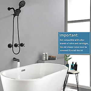 3 Handle Shower Faucet Set with Tub Spout Bathtub Shower Faucet Combo Set Shower System Complete Tub and Shower Trim Kit Matte Black Wall Mounted Shower Fixtures