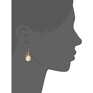 1928 Jewelry Women's Gold Tone Floral Faux Pearl Decal Wire Drop Earrings