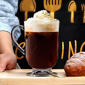 Cadamada 10oz Glass Coffee Mugs,Coffee Mugs with Handle Set of 12,Glass Drinking Beverage Cups for Latte, Cappuccino, Tea, Fruit Juice, Water, Office(12pcs)