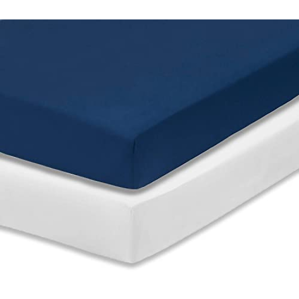 Everyday Kids 2-Pack Fitted Crib Sheets, 100% Soft Breathable Microfiber Baby Sheet, Fits Standard Size Crib Mattress 28in x 52in, White Nursery Sheet and Navy Nursery Sheet
