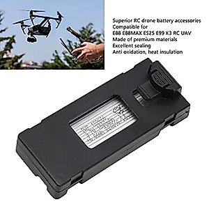 TOUISEDGI RC Drone Battery, Lightweight Professional 3.7V 1800Mah Remote Control UAV Battery for E88 E88MAX E525 E99 K3 RC UAV(Black)