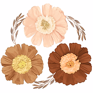 AOBKIAT Fall Baby Shower Decorations for Wall,6PCS Large Paper Flower for Thanksgiving Party,Red Brown Blush Tissue Paper Flowers for Boho Wedding Floral Backdrop,Bridal Shower,Birthday,Archway