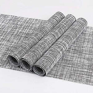 homEdge PVC Placemat, 4 PCS of Non-Slip Place Mats, Washable Vinyl Placemats, Set of 4 – Gray
