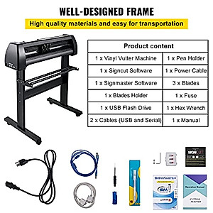 VEVOR Vinyl Cutter Machine, 34in / 870mm, LED Plotter Printer, Precise Manual Positioning, Softwares Support MAC and Windows Systems, Adjustable Force and Speed, Floor Stand for Making Sign Label