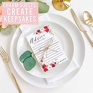 50 Floral Wedding Advice Cards For Bride and Groom, Wedding Guest Book Alternative, Advice and Wishes For The Mr and Mrs, Advice For The Bride, Bridal Shower Advice Cards, Wedding Card Boxes Reception