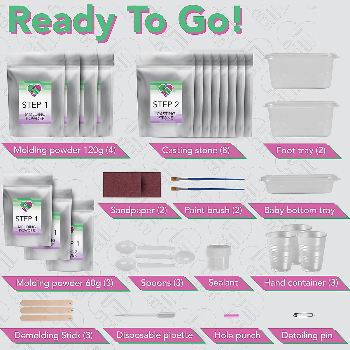 Luna Bean Deluxe 3D Prints Baby Casting Kit (Pearl)