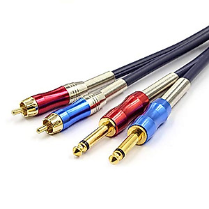 Disino Dual 1/4 inch TS to Dual RCA Stereo Audio Interconnect Cable Patch Cable Cords -3.3 ft