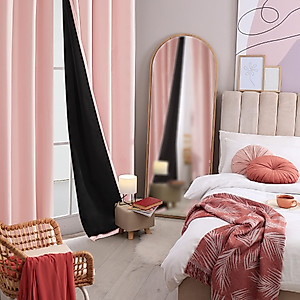 Deconovo 100% Blackout Curtains - 2 Layers, Thermal Insulated, Noise-Reducing Drapes - Bedroom, Nursery, Home Theater - Energy-Efficient & Oeko-TEX Certified - Crystal Pink, 52W x 84L Inch