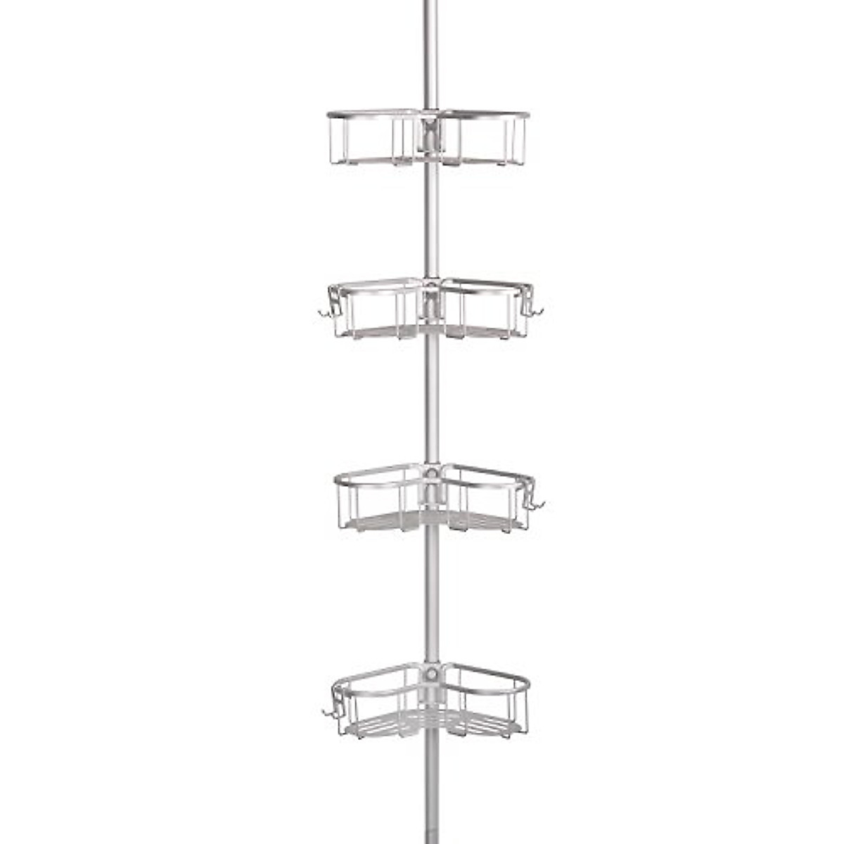 Utopia Alley Flat Shelf Rustproof Shower Caddy, Satin Chrome, Corner Pole Caddy