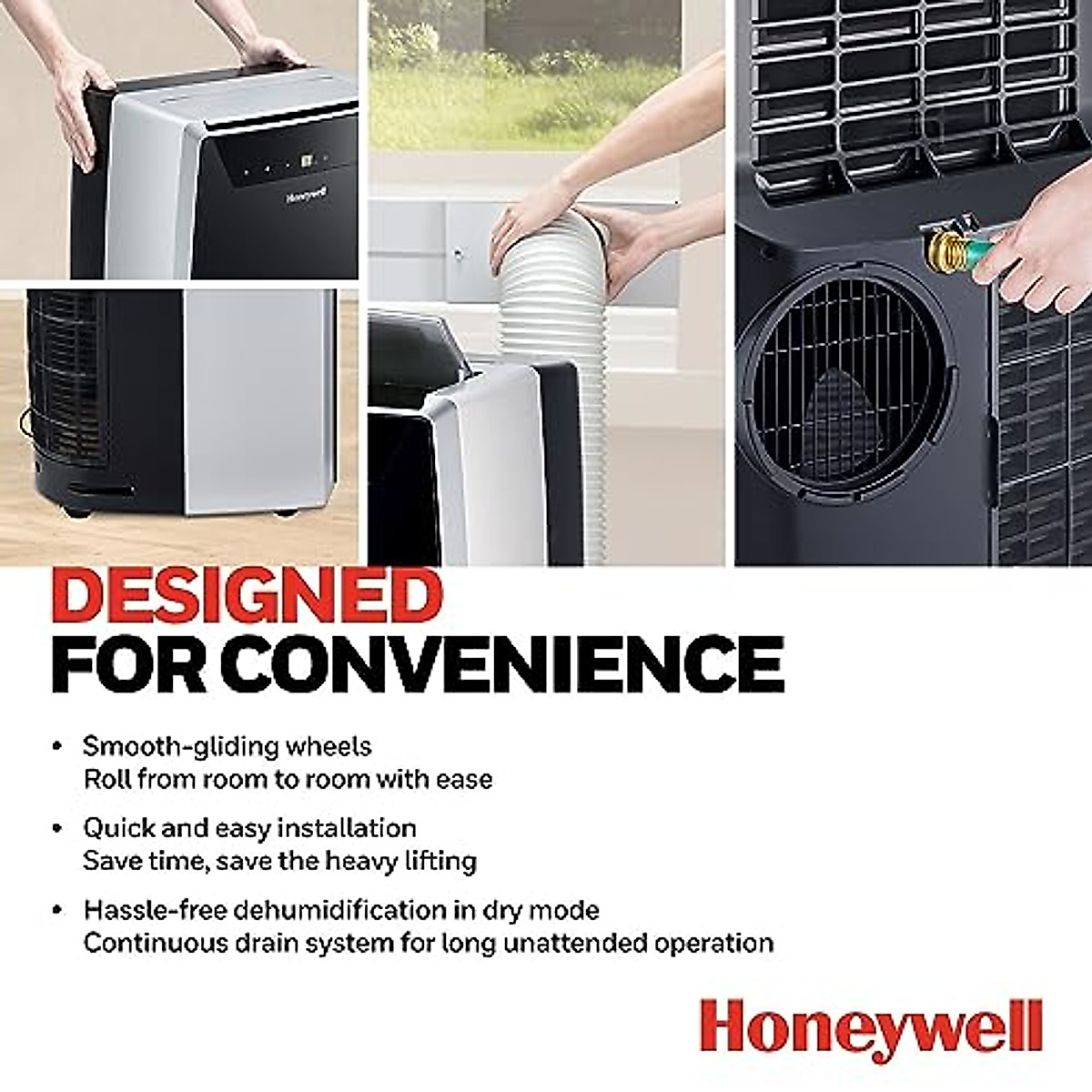 Honeywell Portable Air Conditioner w Heat Pump, Dehumidifier & Fan, Cools & Heats Rooms Up to 700 Sq. Ft. w Remote & Advanced LED Display