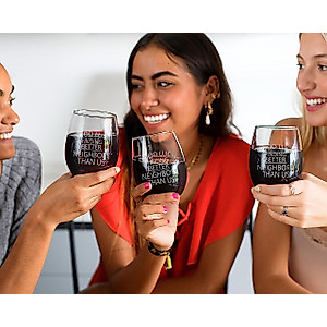 Good Luck Finding Better Neighbors Than Us Stemless Wine Glass - Funny New Homeowner Gift From Friends Neighbors
