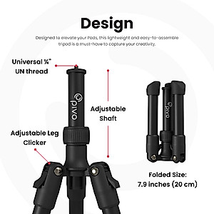 Pivo Tripod Mini 14-inch Smartphone and Camera Extendable Compact Lightweight Aluminum Stand with Universal 1/4" Thread for Action Camera, DSLR & Pivo Pods