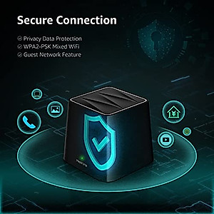 Meshforce M3 Mesh WiFi System, Up to 4,500 Sq.ft Coverage, AC1200 Gigabit Routers for Wireless Internet, Mesh WiFi Router Replacement, App Control, Guest Network, Parental Control(Midnight Black)