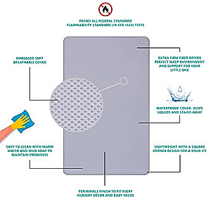 Dream On Me Snuggles Extra Firm Fiber Portable and Mini Crib Mattress in Periwinkle, Greenguard Gold Certified, Soft Breathable Mesh Cover, Lightweight Baby Mattresses for Cribs