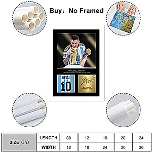 Lionel Messi Poster Soccer Superstar Poster 2022 Argentina World Cup Champion Canvas Wall Art Print for Fans Gift (B,16x24inch-Canvas)