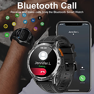 Smart Watches for Men(Answer/Dial Calls),1.43" HD AMOLED Tactical Military Watch, Rugged Fitness Watch for Android and iOS Phones with Heart Rate Sleep Monitor, Blood Oxygen, IP67 Waterproof,Gray