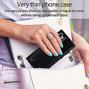 Jaorty PU Leather Wallet Case for Samsung Galaxy Note 10+ Plus/Pro/5G Necklace Lanyard Case Cover with Card Holder Adjustable Detachable Anti-Lost Neck Strap Case for Galaxy Note 10+/Pro/5G,6.8",Black