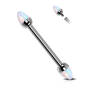 Jewseen 14G Nipple Rings G23 Titanium Internally Threaded Nipple Barbell Opal Bridge Piercing Jewelry 14mm Nipple Piercing Jewelry Spike Nipple Bar for Women Men