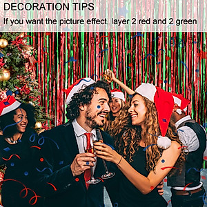 4 Pack Christmas Decoration Backdrop - 3 ft x 8 ft Foil Fringe Curtains Tinsel Curtain Party Photo Backdrop for Birthday Xmas Holiday Party Decor