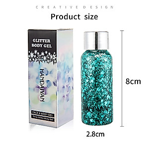 MEICOLY Green Body Glitter,Green Face Glitter Gel Alien Glitter Makeup,Mermaid Sequins Glitter Face Paint,Face Hair Party Festival Chunky Glitter Makeup,Sparkly Body Glitter Gel for Women Kids